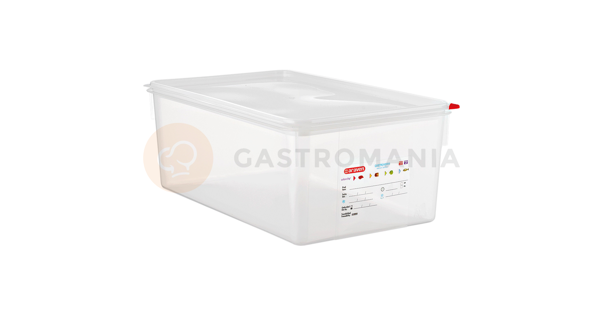 Pojemnik z polipropylenu z pokrywką GN 1/1 200 mm | ARAVEN, 161205