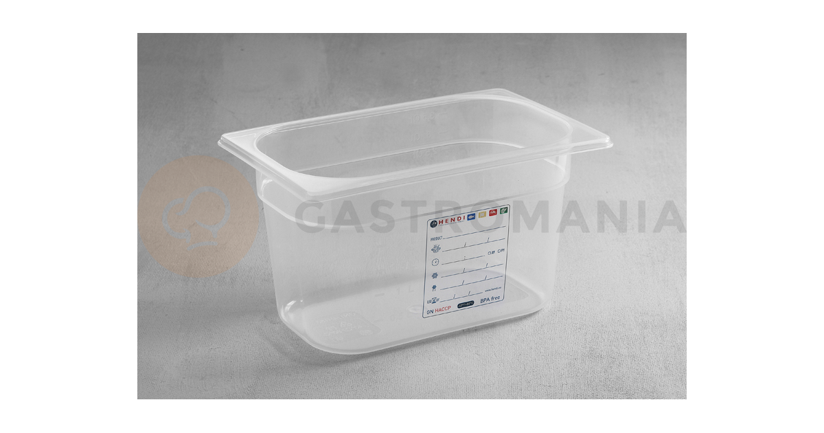Pojemnik z polipropylenu GN 1/4 200 mm, HACCP | HENDI, 880357