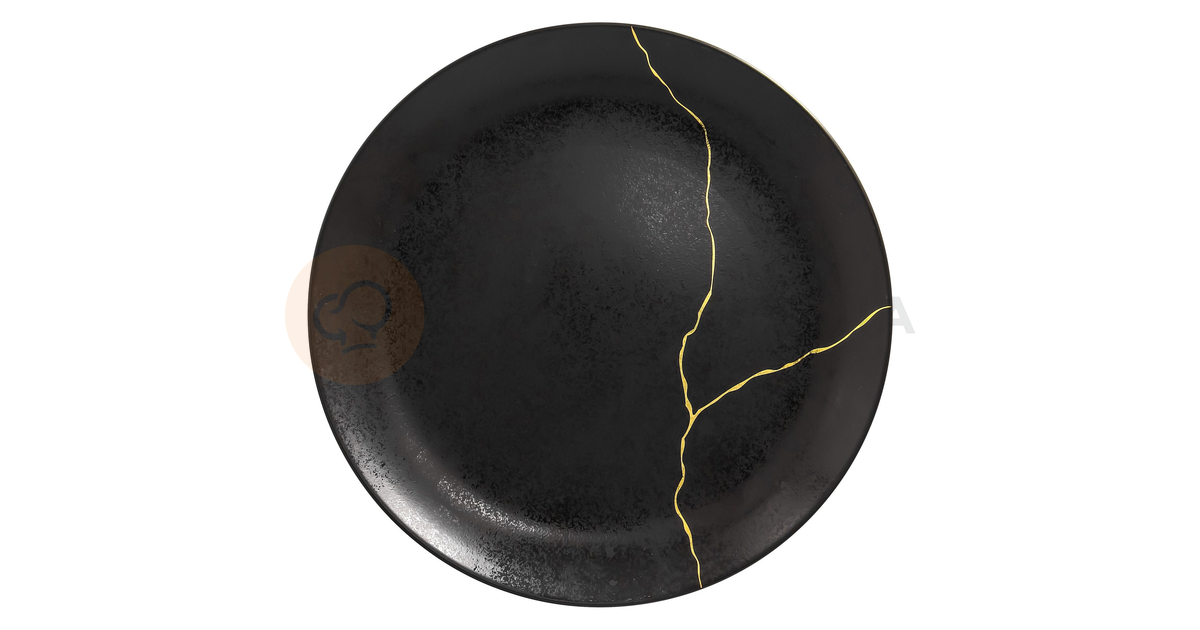 Talerz płaski, czarny ze złotym zdobieniem o średnicy 31 cm | RAK ...