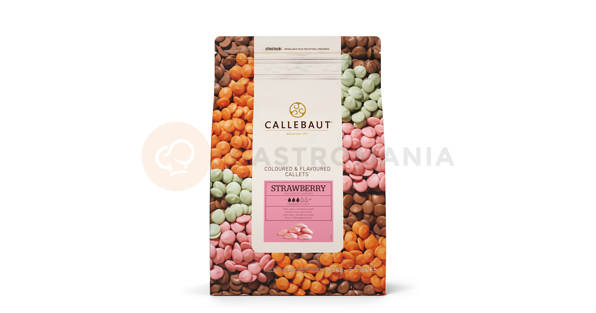 Czekolada aromatyzowana truskawkowa Callets™ 2,5 kg torba | CALLEBAUT ...